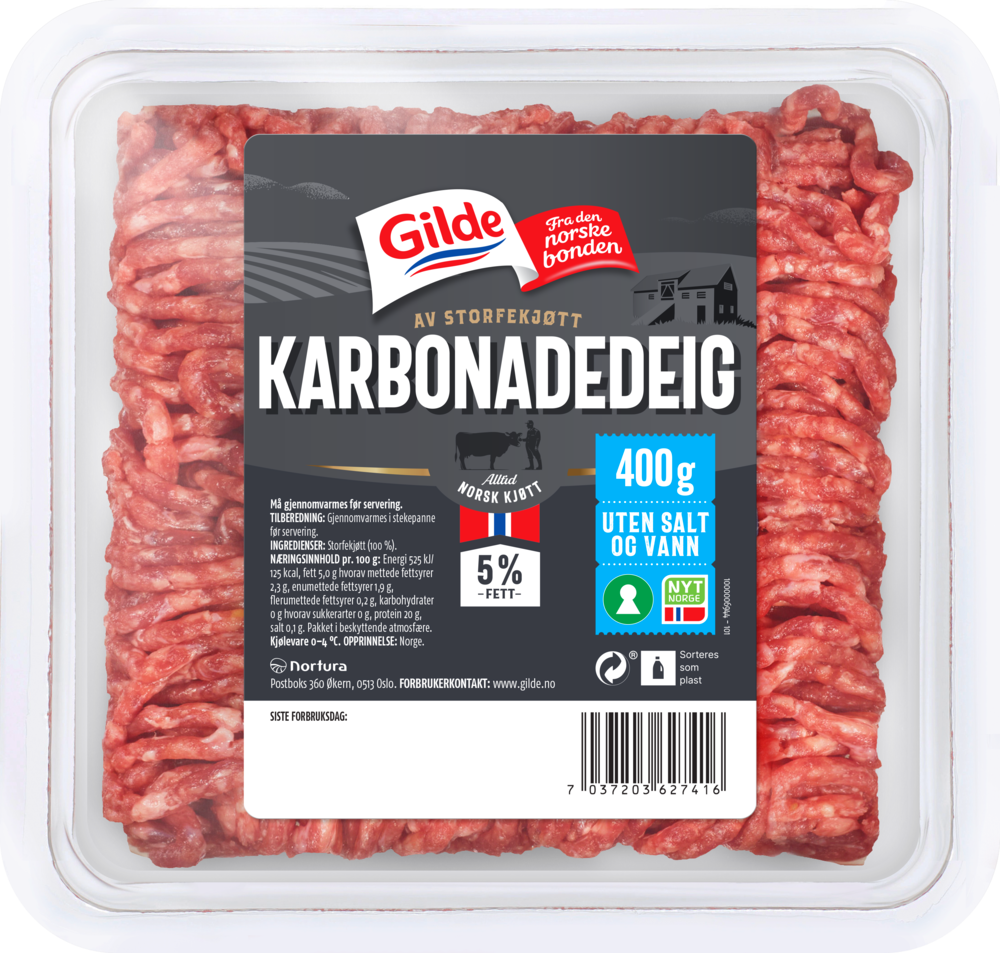 Karbonadedeig Storfe Usv 5% 400g Enh | Gilde