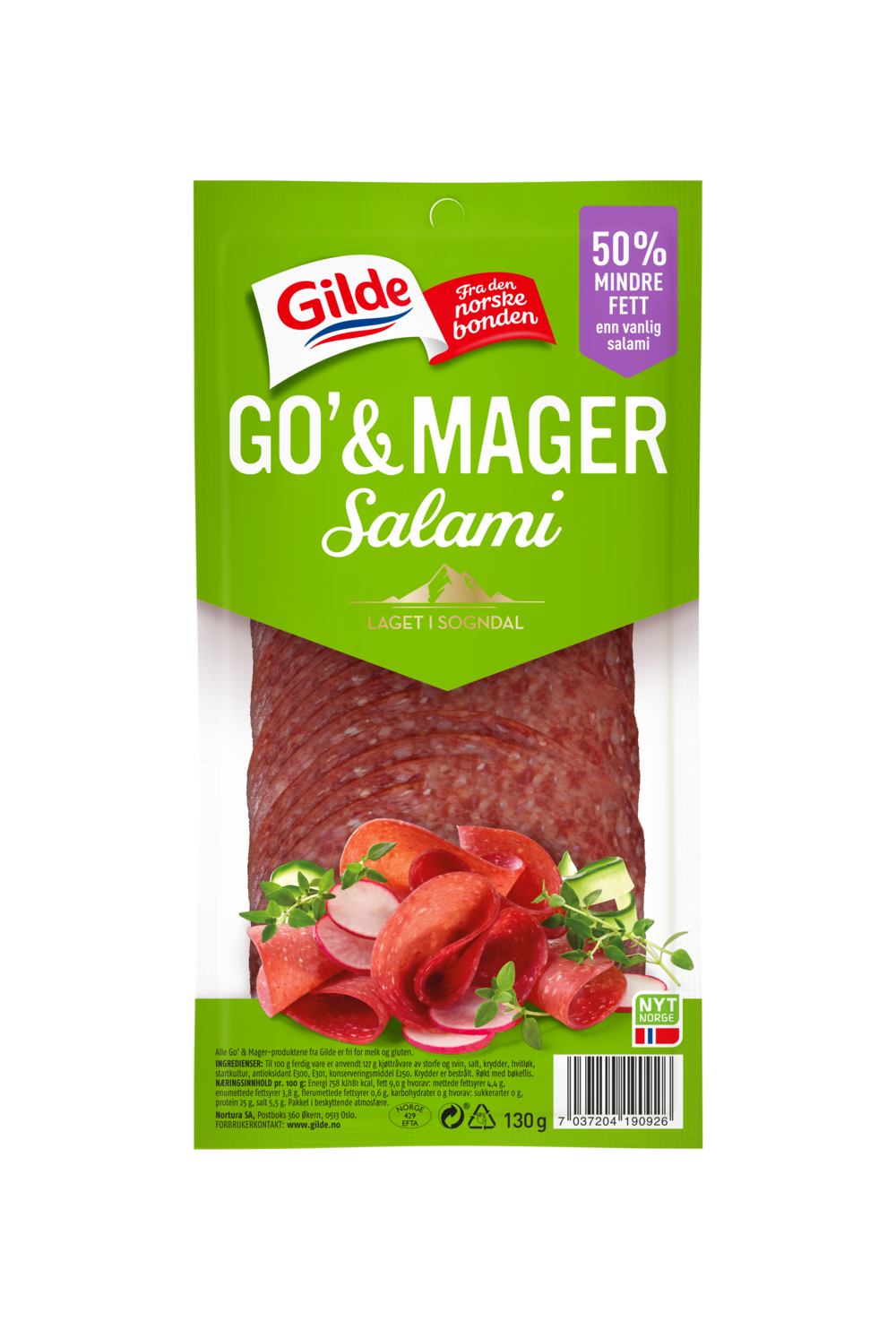 Gilde | Go Og Mager Salami Skivet 130g Enh