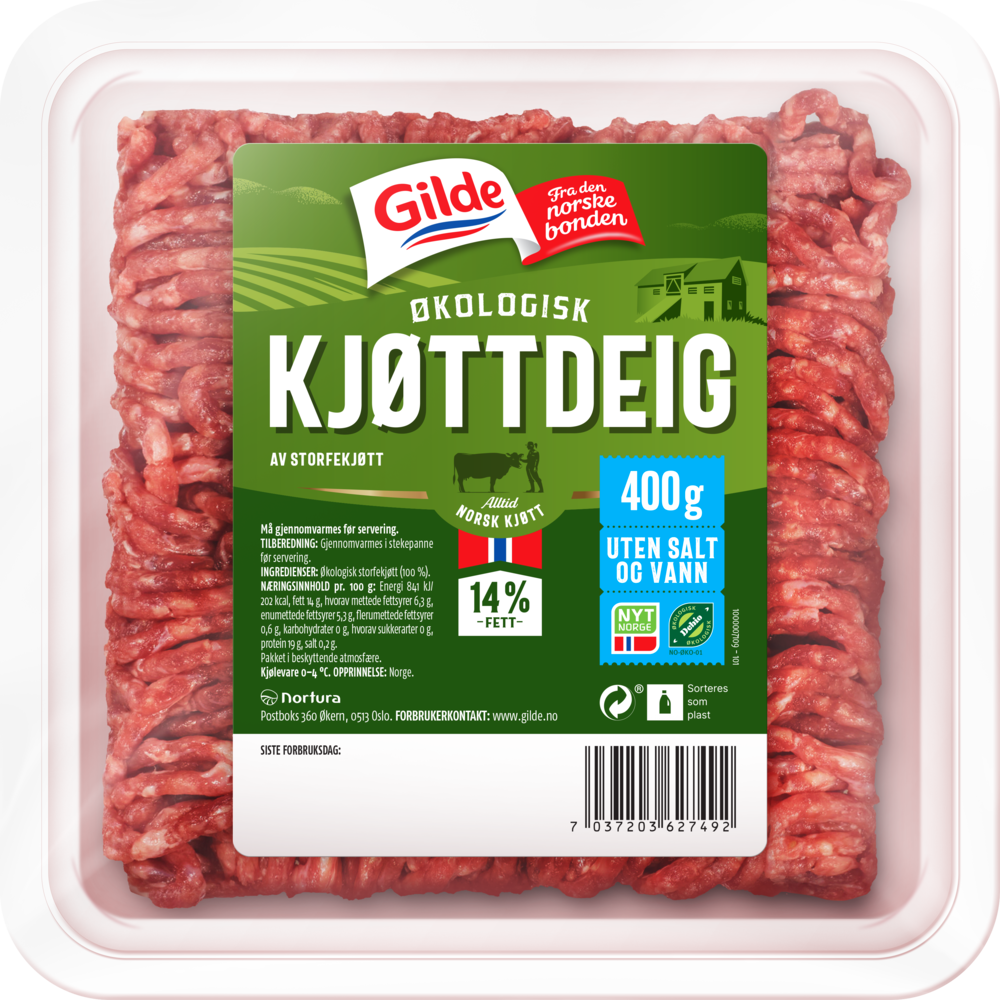 Økologisk Kjøttdeig Sf USV 14% 400g Enh | Gilde